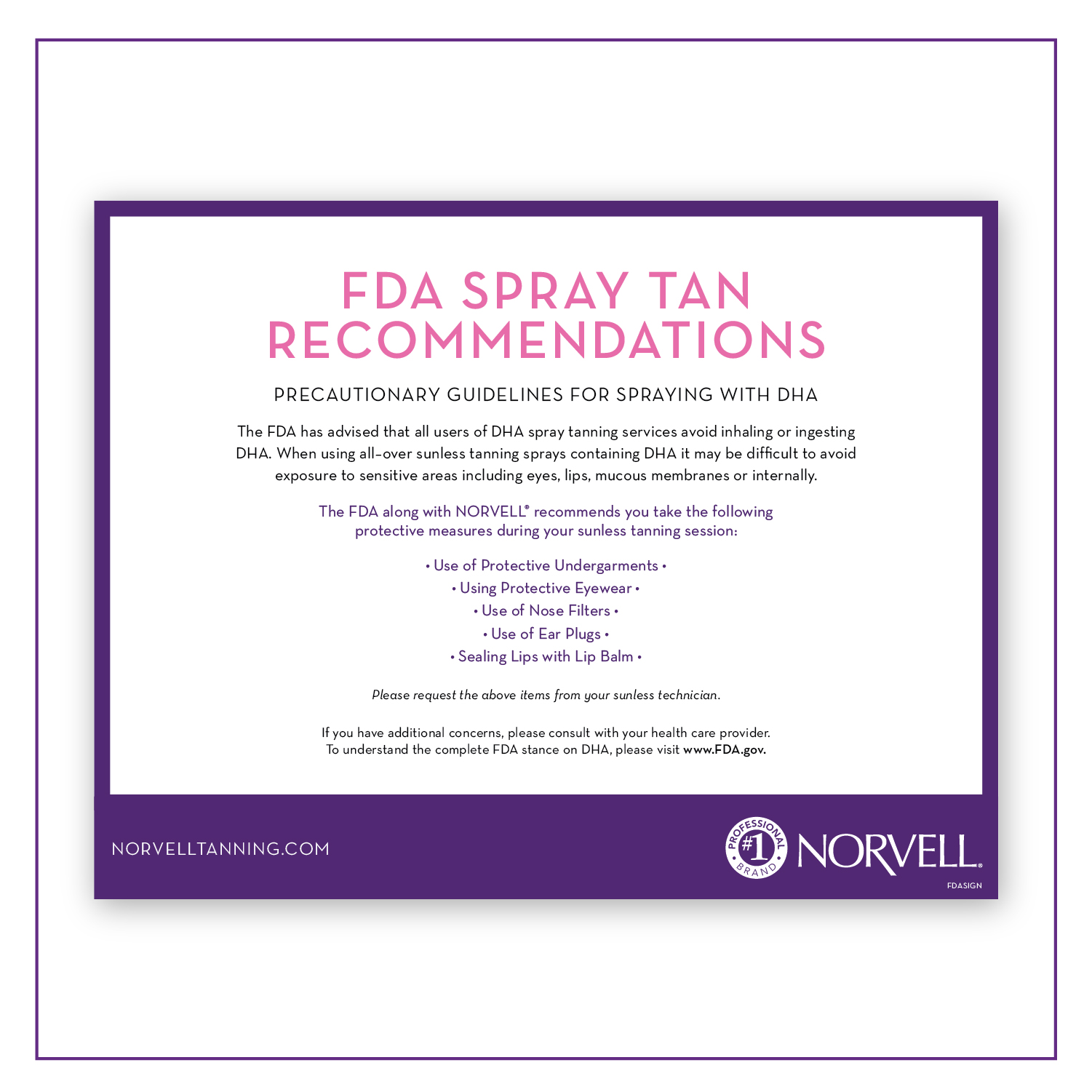 FDA Recommendations - Sunless Australia, Inc.